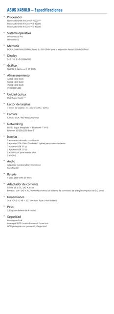 ASUS X450LD Especificaciones | Beopiro | uDocz