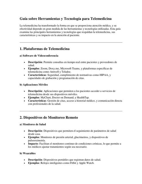 Guía sobre Herramientas y Tecnología para Telemedi | Fernando Yael | uDocz