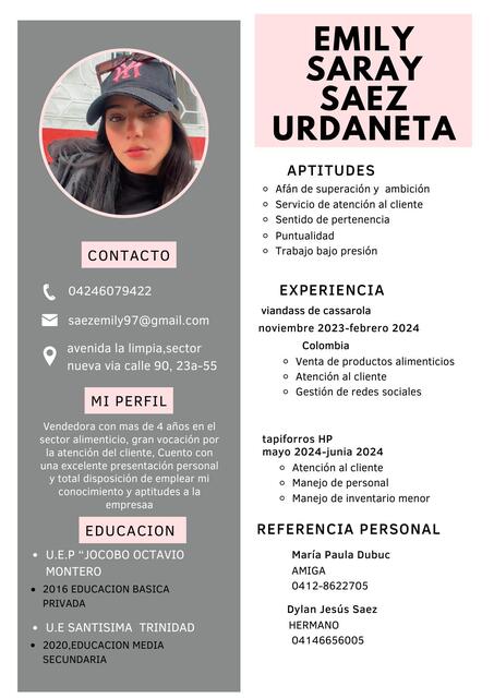 Currículum Hoja de Vida Negocios Digitales Gris y | Emily | uDocz