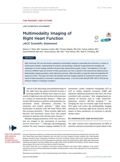 Multimodality Imaging of Right Heart Function JACC | AURA | uDocz