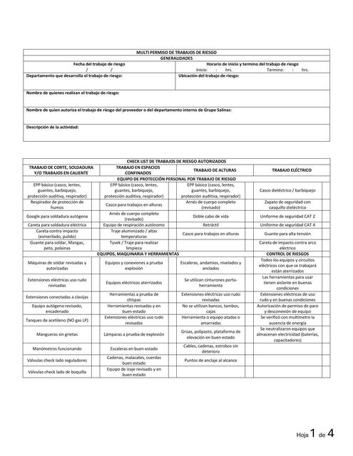 MULTI PERMISO DE TRABAJOS DE RIESGO PROVEEDORES | Manuel Bertin | uDocz