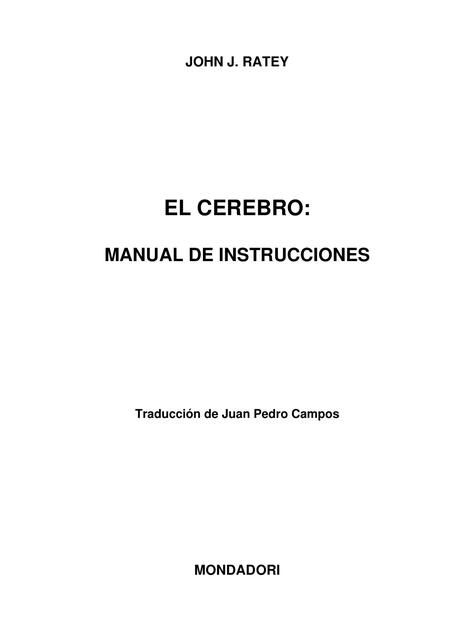 Libro Cerebro Manual de Instrucciones John J Ratey | Matías | uDocz