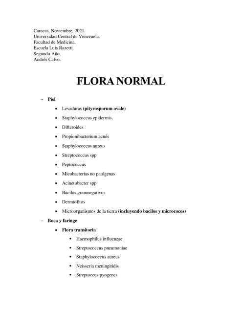 Flora Normal Del Organismo | Ari | uDocz