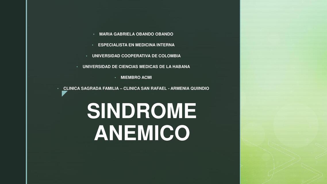 Flashcards de SINDROME ANEMICO | Por Maria Camila Parra Ospina | uDocz