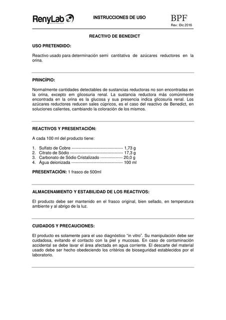 Reactivo de Benedict | Omar | uDocz