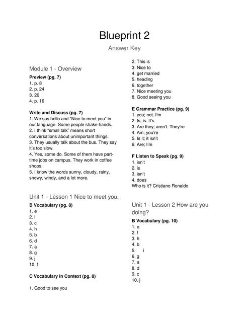 Blueprint 2 Student Book Answer Key | ELIAS CHAMACHE | uDocz
