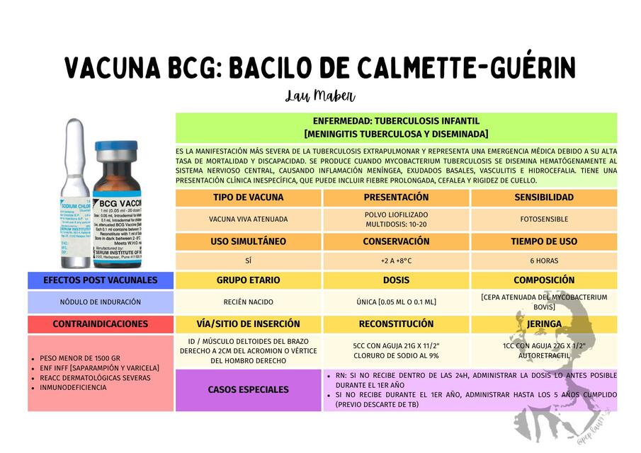 VACUNA BCG BACILO DE CALMETTE - GUÉRIN | Lau 🌼 | uDocz