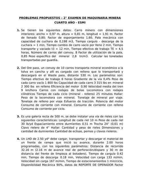 Problemas Propuestos Para 2do Examen José Agreda Udocz
