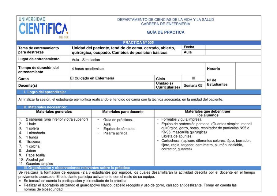 GUÍA CUIDADO DE ENFERMERÍA SEM 5 SESIÓN 1 2 TENDID | sandra | uDocz