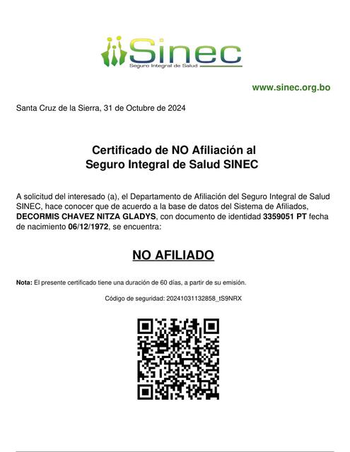 Certificado DECORMIS CHAVEZ NITZA GLADYS 1 | Gonzalo | uDocz