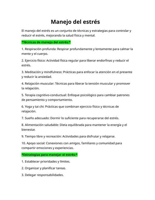 Manejo del estres | Aura Ester Peréz Rada | uDocz
