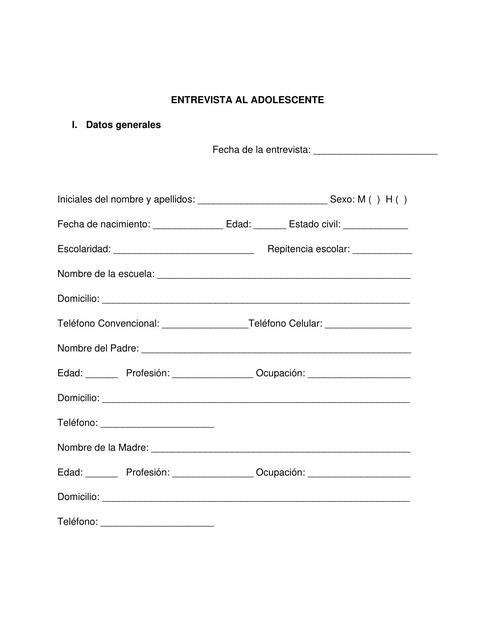 Entrevista Para Adolescentes