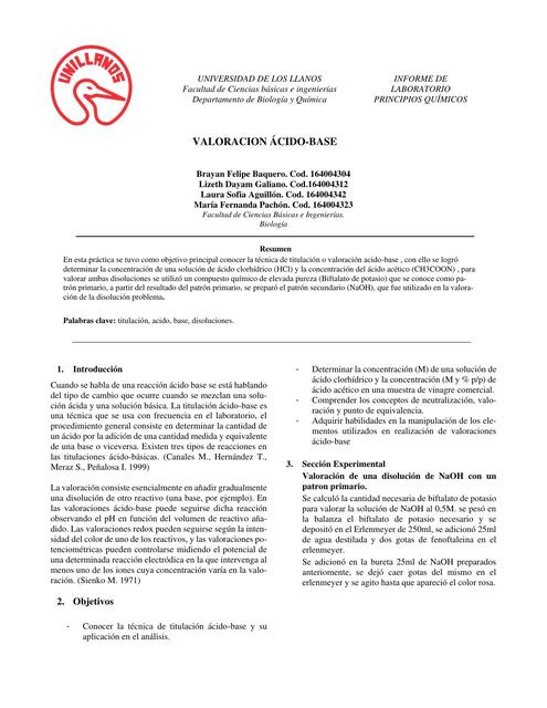 Valoracion Acido Base | Celeste Codutti | uDocz