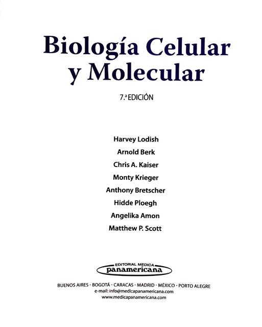 Biología celular y molecular Lodish 7ma Ed | Gabriel | uDocz