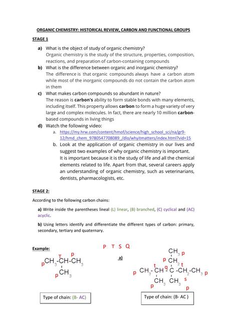 Worksheet ORGANIC CHEMISTRY | CELIA ESTHER | uDocz