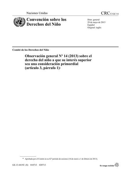 Flashcards de Observación general N 14 sobre el derecho del niño | Por ...