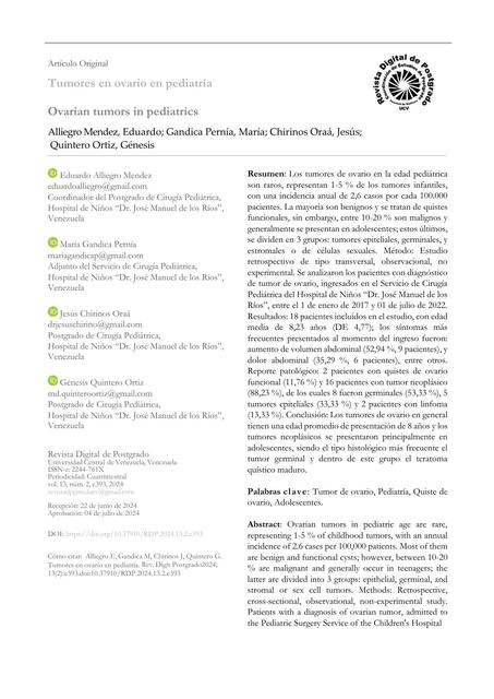 TUMORES DE OVARIO EN PEDIATRIA | Dayana | uDocz
