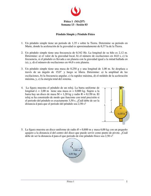 Ejercicios propuestos de Pendulo | Karla | uDocz