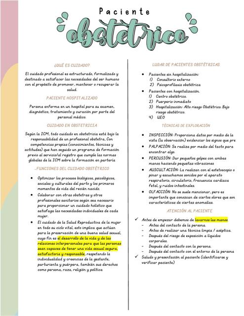 Paciente Obstétrico | Ximena Luciana Tolentino Huaman | uDocz