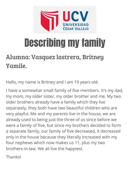 Describing my family pdf | Britney Vasquez | uDocz