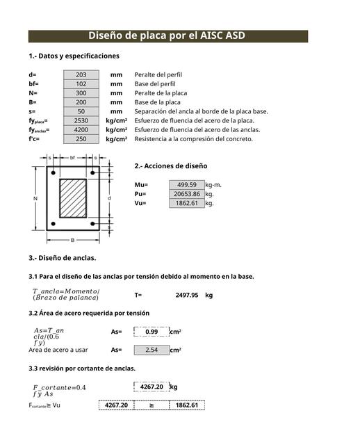 Diseño de Placas Base por el AISC ASD | Plantillas de Excel de ...