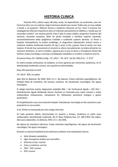 HISTORIA CLINICA - infecto | SERTRALINA :) | uDocz