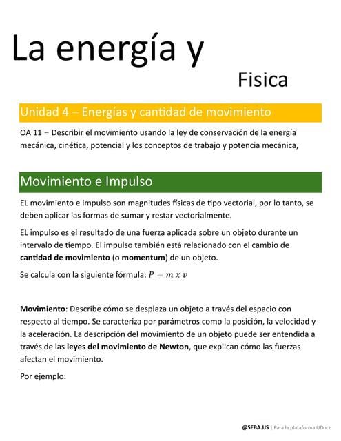 La energía y movimiento_física | Sebastián Jara | uDocz
