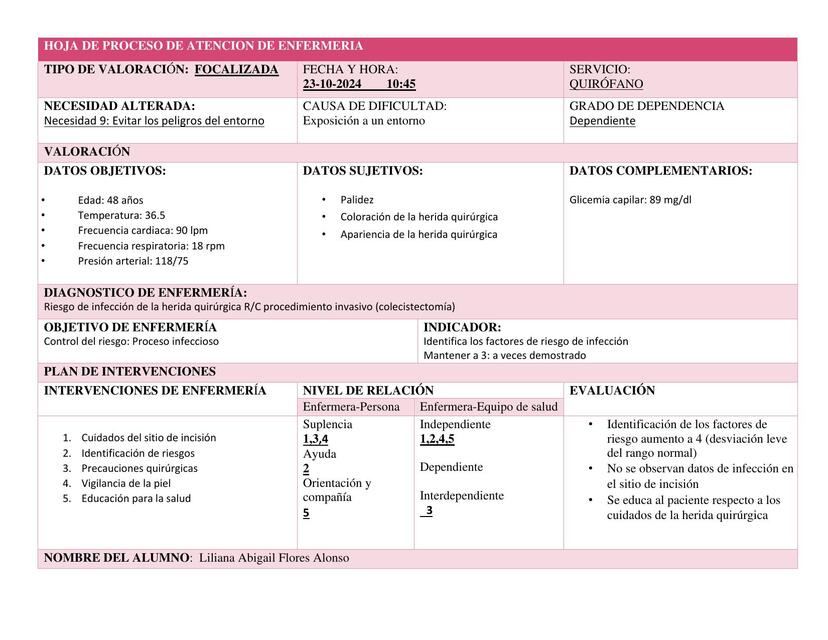 Plan de cuidados de Enfermeria Glicemia inestable | Abigail Flores | uDocz