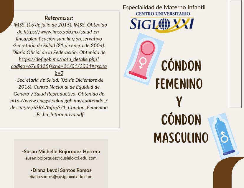 Folleto Condon masculino y femenino | Susan Michelle | uDocz Folleto Condon masculino y femenino | Susan Michelle | uDocz
