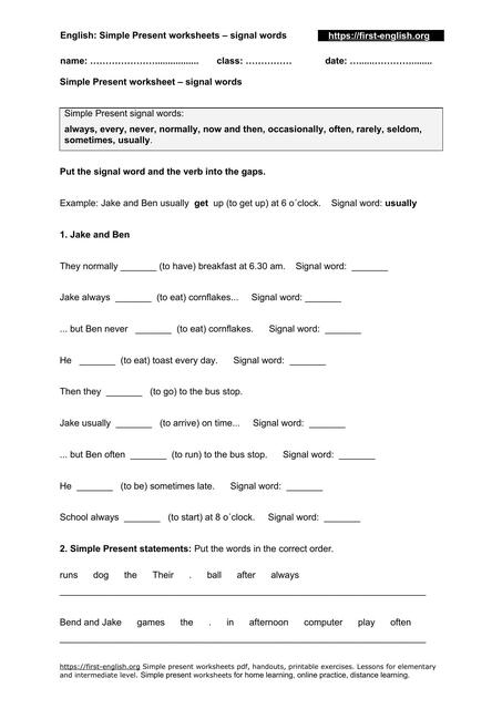 simple present 30 answers worksheet | Estefanía Díaz | uDocz