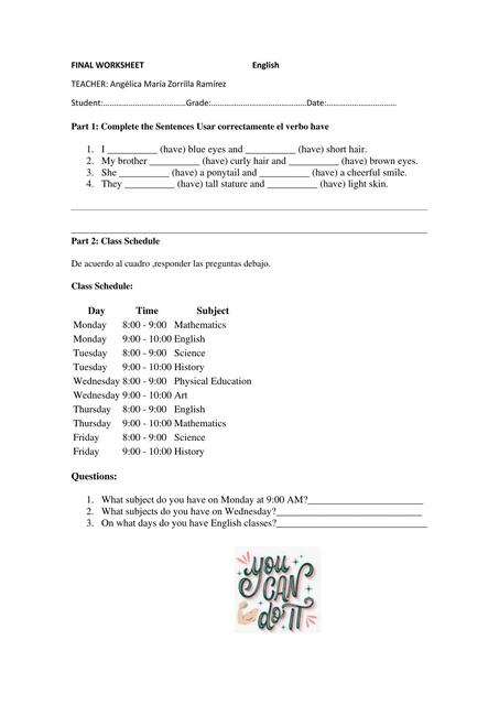 FINAL WORKSHEET English 2 | Samantha | uDocz