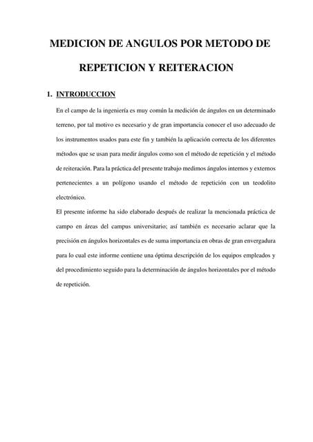 MEDICION DE ANGULOS POR METODO DE REPETICION Y REITERACIÓN | Emerson ...