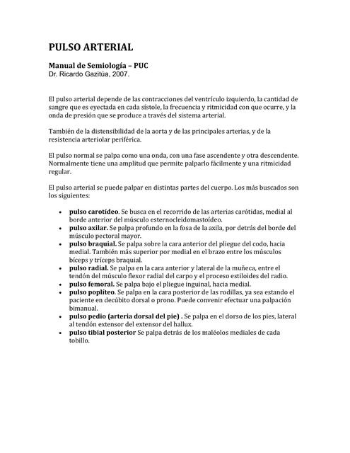 PULSO ARTERIAL | Cristián Uribe | uDocz