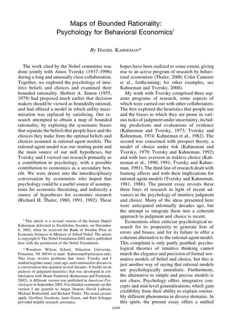 Amos Tversky And Daniel Kahneman Maps Of Bounded R | Zulu R | uDocz