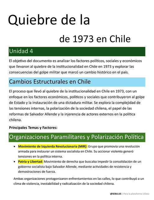 Quiebre de la Institucionalidad 1973 en Chile | Sebastián Jara | uDocz