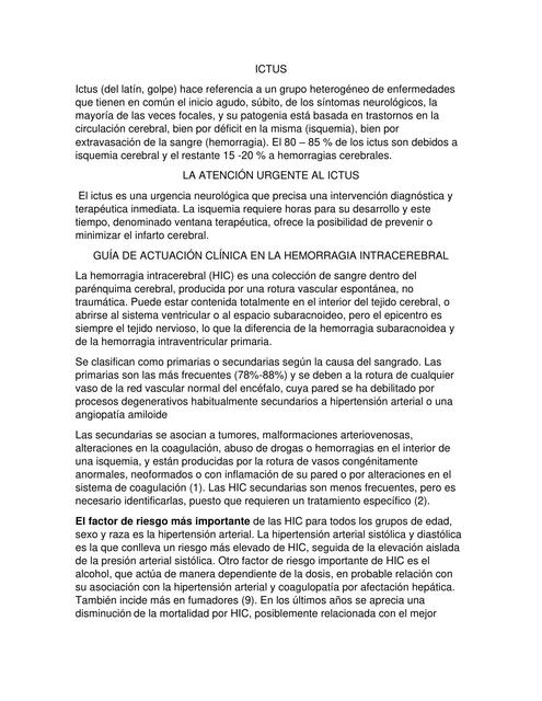 ICTUS Mi resumen | Eleazar Aparicio | uDocz