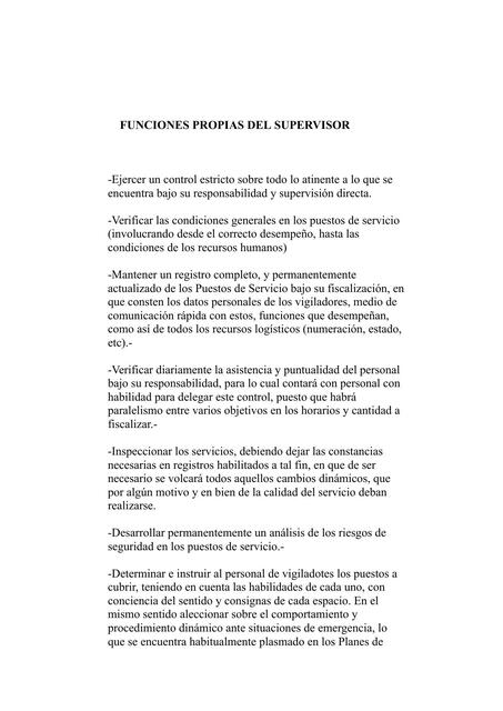 FUNCIONES PROPIAS DEL SUPERVISOR doc | lukas martinez | uDocz