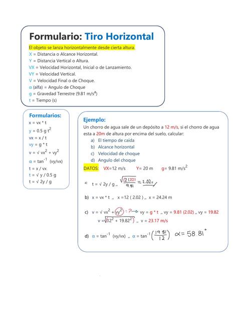 Formulario de Tiro Horizontal | kenii | uDocz