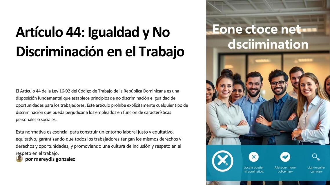 Articulo 44 Igualdad y No Discriminacion en el Tra | mareydis | uDocz