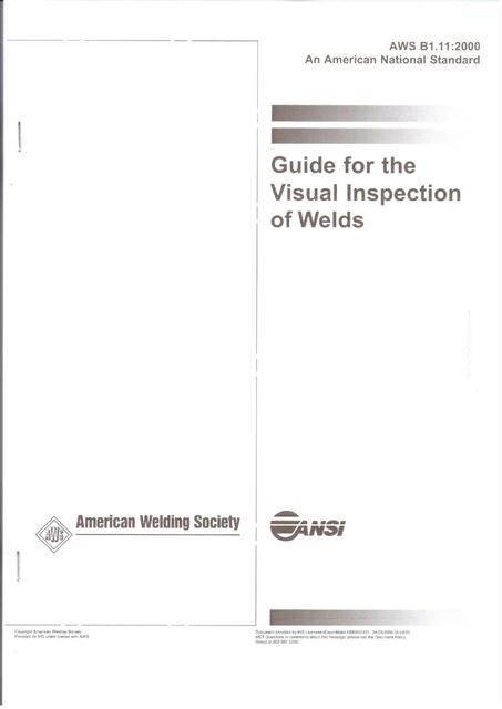 AWS B1 11 GUIDE FOR THE VISUAL INSPECTION OF WELDS | Diego | uDocz