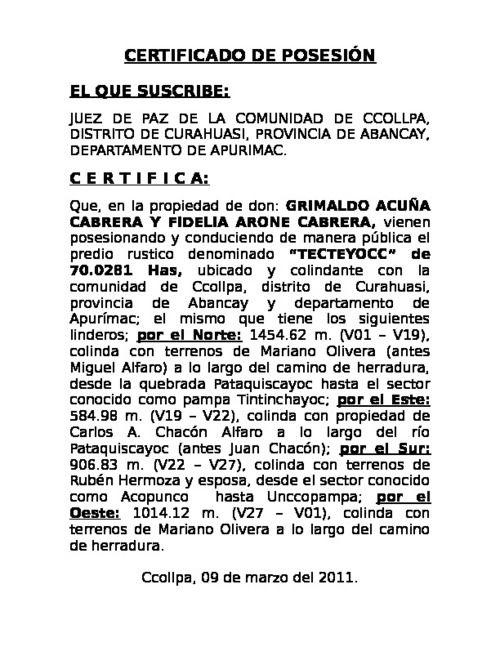 Constancia De Posesion De Terreno Buscar Con Google Paz Constancia ... Constancia De Posesion De Terreno Buscar Con Google Paz Constancia ...