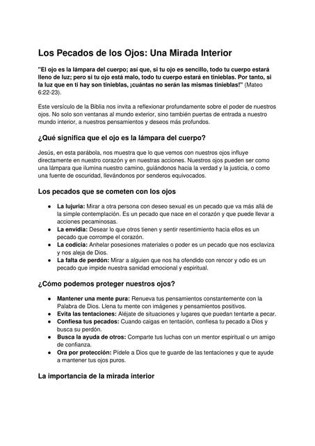 Los Pecados de los Ojos Una Mirada Interior | CRISTIAN JBV | uDocz