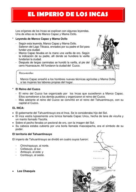 Los Incas para Tercero de Primaria | Marco Antonio | uDocz