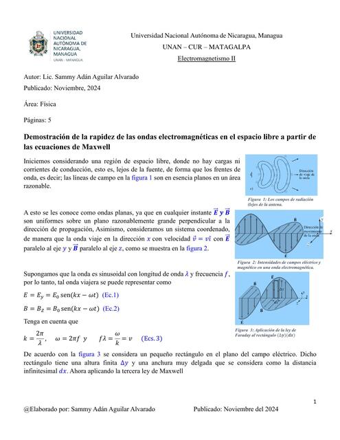 Demostración de la rapidez de las ondas electromag | Sammy Adán Aguilar Alvarado | uDocz