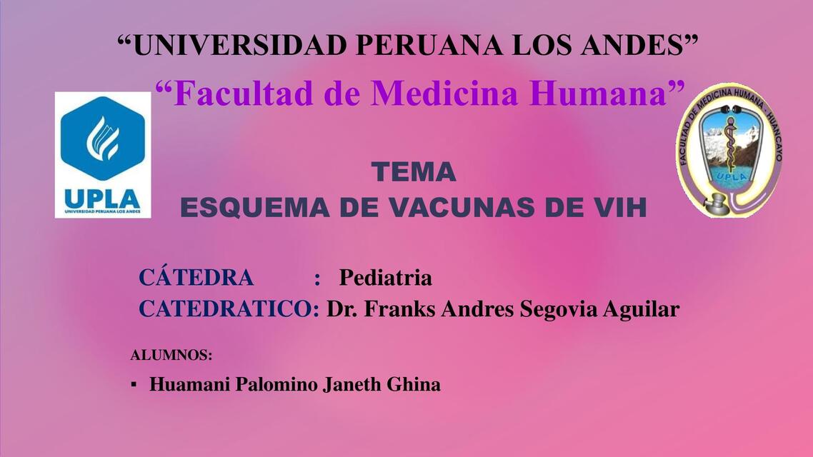 ESQUEMA DE VACUNAS VIH | Mishelle Chavez | uDocz