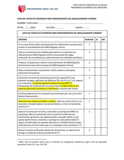 Sesion 9 criterios ameu y legrado | Leonardo Llique | uDocz