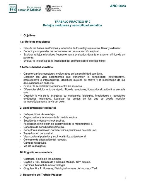 GuAa de TP 2 Reflejos Medulares y Sensibilidad som | Milagros Gonzalez ...