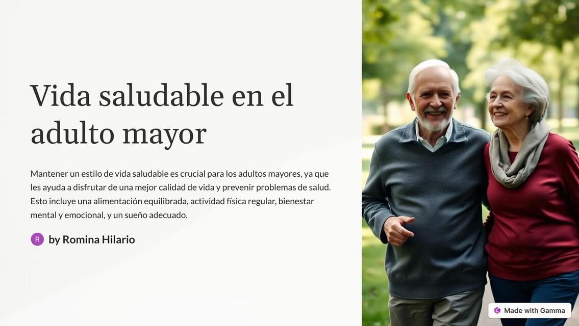 Vida saludable en el adulto mayor | Claudia | uDocz
