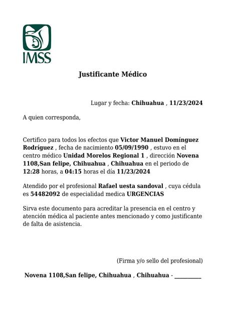 justificante Medico | Monica | uDocz