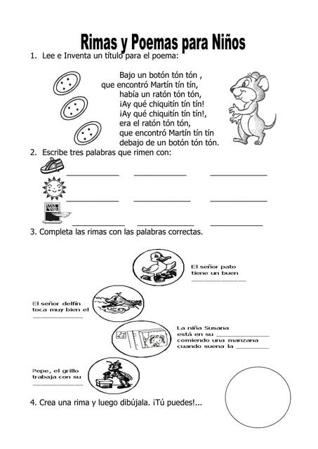 Ficha de Rimas y Poemas para Niños Segundo de Prim | María Santana | uDocz